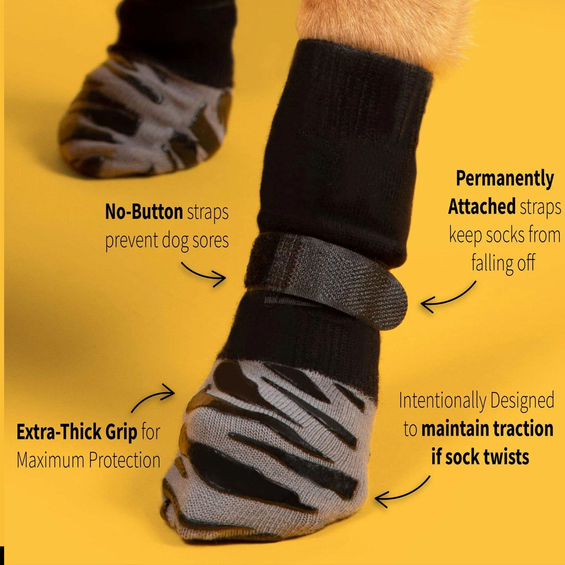 Anti-Slip Dog Socks 4pcs – Adjustable Indoor Paw Protectors, Washable ...